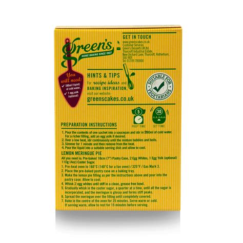 Greens Lemon Pie Filling Mix 140g Greens Cake Mixes