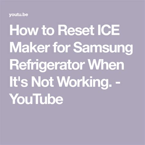 How To Reset ICE Maker For Samsung Refrigerator When It S Not Working YouTube Samsung