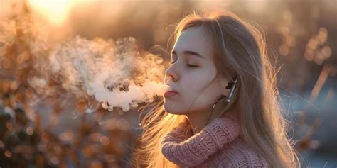 Premium Photo Teenage Girl Vaping Outdoors And Exhaling Vapor Concept