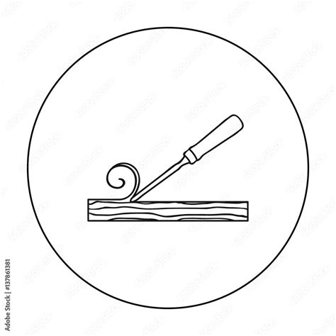 Chisel Icon In Outline Style Isolated On White Background Sawmill And