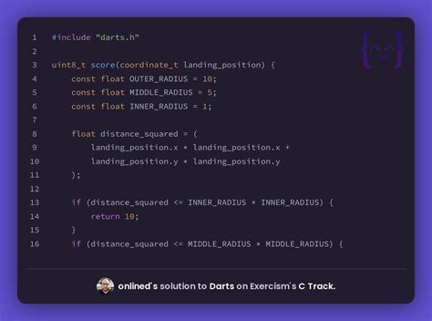 onlined s solution for darts in c on exercism