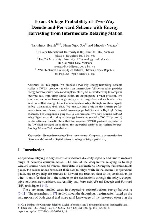 Pdf Exact Outage Probability Of Two Way Decode And Forward Scheme