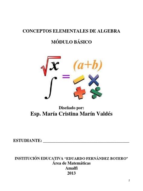 Conceptos Elementales De Algebra Pdf Pdf Álgebra Multiplicación