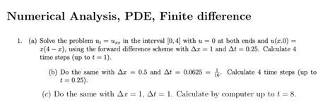 Solved Numerical Analysis Pde Finite Difference 1 A
