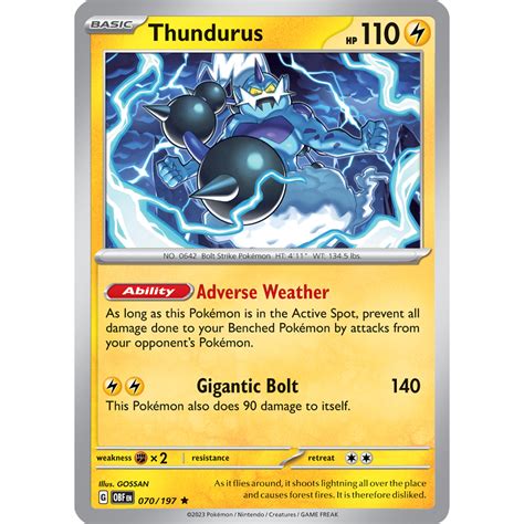 Thundurus Rare Obsidian Flames Pokemon Tcg Trading Card Game Shopee