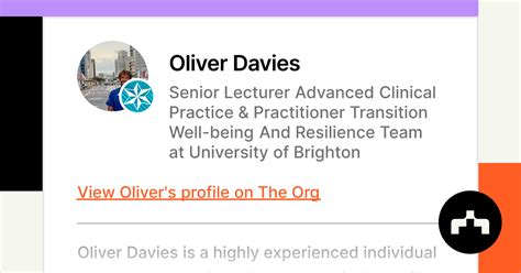 Oliver Davies Senior Lecturer Advanced Clinical Practice