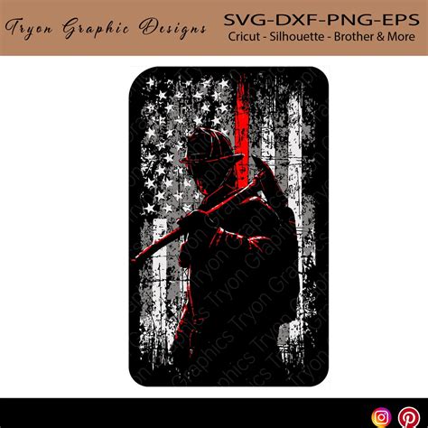 Firefighter Flag Axe Rounded Svg Red Line Flag Svg Back The Etsy