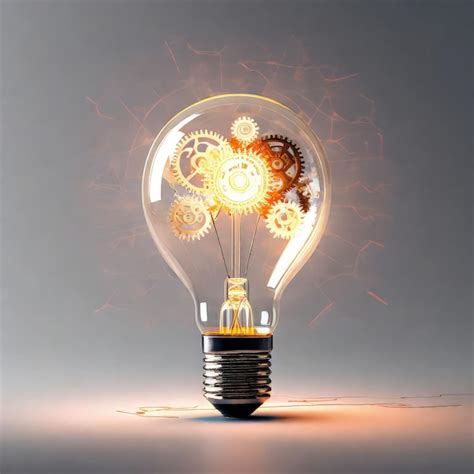 Premium Photo Light Bulb With Gears On A Dark Background Light Bulb With Gears On A Dark
