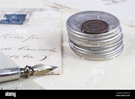 Vintage Background With Old Paper Old Ink Pen Handwriten Letters And