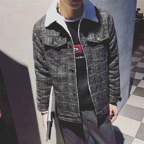 Gusskater古仕卡特加绒加厚格子侧缝插袋青年长袖标准棉男装夹克yang1992052