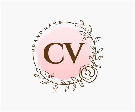 Initial Cv Feminine Logo Usable For Nature Salon Spa Cosmetic And