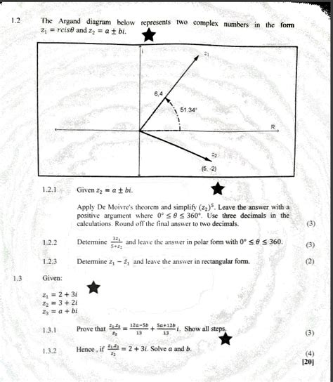 Solved The Argand Diagram Below Represents Two Complex Chegg