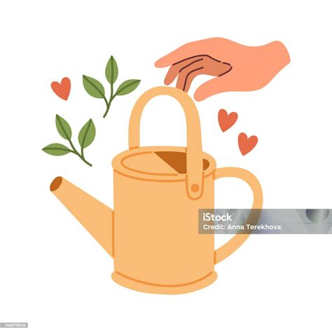 봄 분위기 인사말 카드 템플릿입니다 봄 시즌 초대를 환영합니다 나뭇잎 물을 줄 수있는 미니멀리스트 엽서 3월에 대한 스톡 벡터