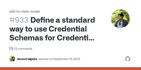 Define A Standard Way To Use Credential Schemas For Credential Subjects · Issue 933 · W3cvc