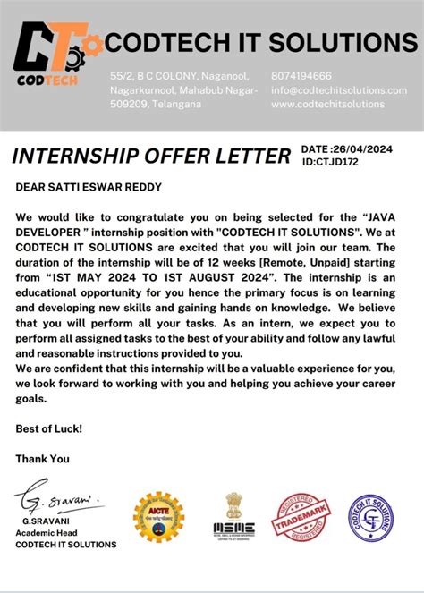 Eswar Reddy On Linkedin Intern Internship