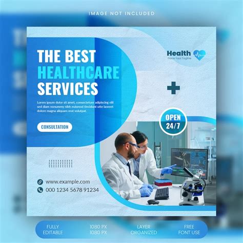 정사각형 소셜 미디어 게시물 배너 템플릿을 위한 의료 건강 포스터 디자인 및 병원 프리미엄 Psd 파일