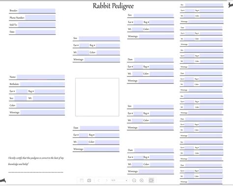 Free Printable Rabbit Pedigree Chart Printable Chart Template