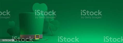 성 패트릭의 날 인사말 카드 템플릿 샴록 잎과 녹색 레프레바운 탑 햇 3d 렌더 0명에 대한 스톡 사진 및 기타 이미지 0명