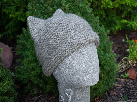 Made To Order Cat Ears Beanie Cat Ears Hat Knitted Wool Hat Etsy