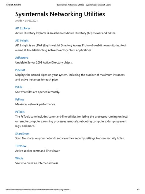 Sysinternals Networking Utilities Pdf