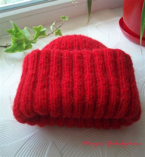 Творческие истории с Мариной Якубышеной Мохеровые вязаные шапочки с двойным отворотом Вязаные