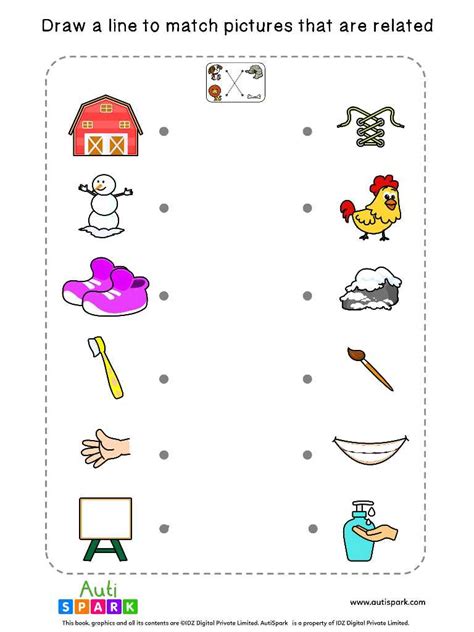 Free Picture Matching Worksheet Match Associated Pictures 10 Autispark