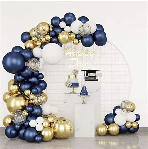 Navy Gold White Diy Balloon Arch Garland Artofit