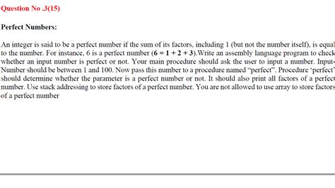 solved question no 3 15 perfect numbers an integer is said