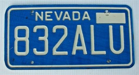 Nevada Cobalt Blue 1990s Auto Passenger License Plate 832 Alu Nv