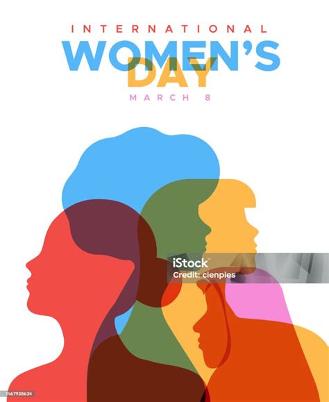 국제 여성의 날 다채로운 다양한 사람들 프로필 실루엣 카드 여자에 대한 스톡 벡터 아트 및 기타 이미지 여자 여자만 실루엣 Istock