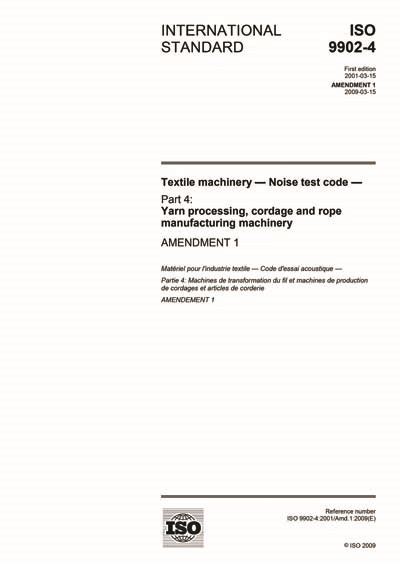 ISO Amd Textile Machinery Noise Test Code Part Yarn Processing Cordage