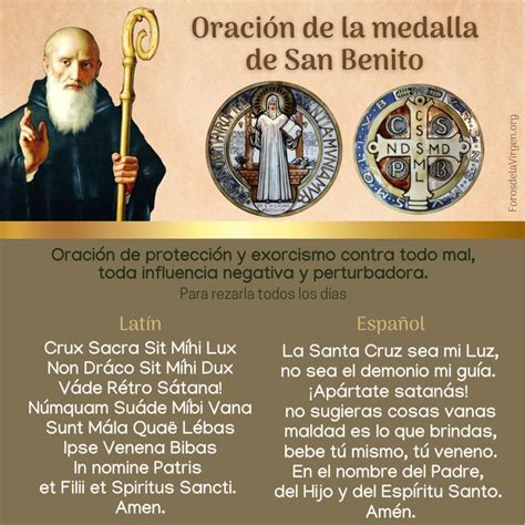 Oración de la medalla de San Benito Oraciones San benito Frases
