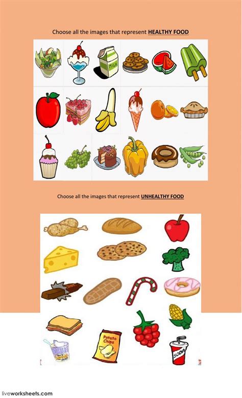 Healthy Vs Unhealthy Foods Worksheet