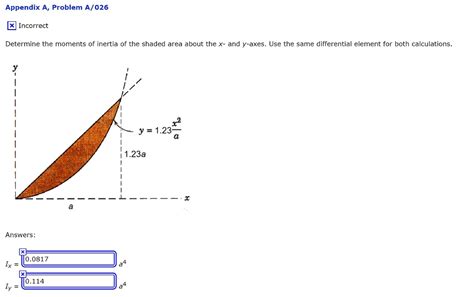 solved appendix a problem a 026 [] incorrect determine the moments of inertia of the shaded