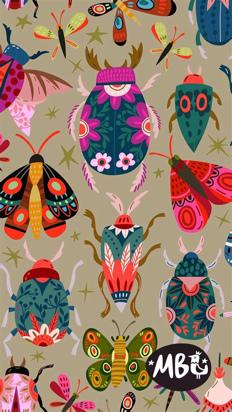 Insects Party By Marusha Belle Seamless Repeat Vector Royalty Free Stock Pattern Insect Art