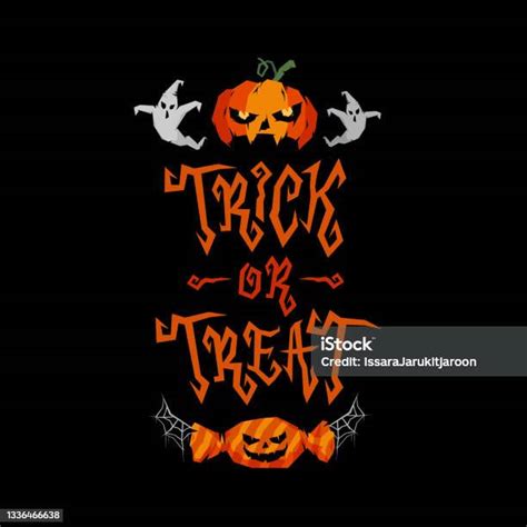 Trik Atau Perlakukan Desain Huruf Ilustrasi Halloween Ilustrasi Stok