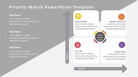 Gray Priority Matrix Infographic For Impact And Effort Analysis Slide