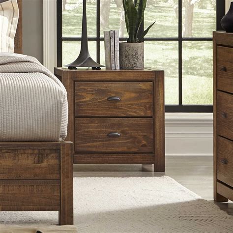 Nathan James Kensi Walnut Rustic Nightstand Black Matte Metal Base With