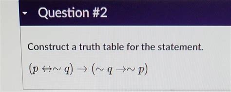 Solved Construct A Truth Table For The Statement Chegg