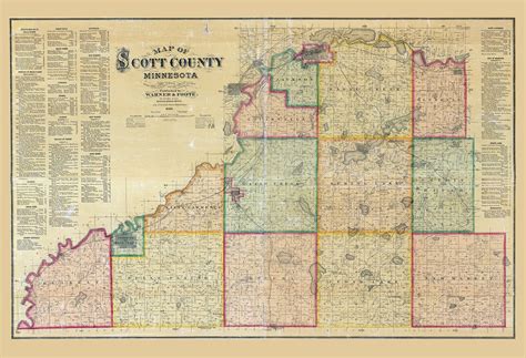 1880 Farm Line Map Of Scott County Minnesota Etsy