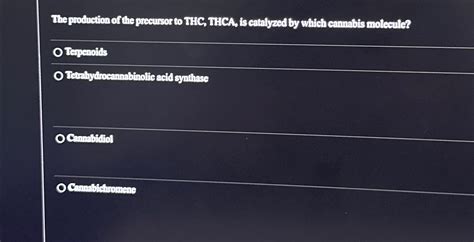 Solved The Production Of The Precursor To Thc ﻿thca Is