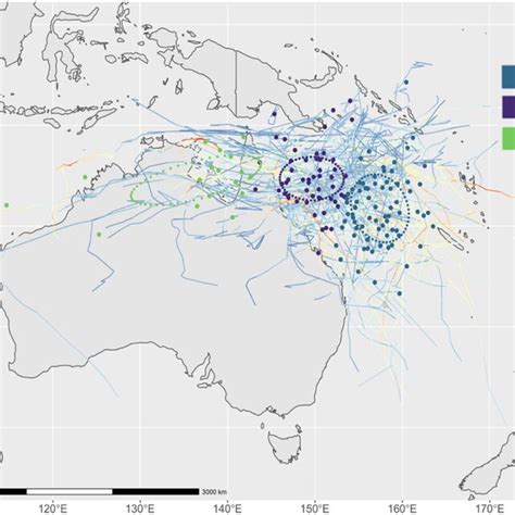 Tc Tracks With Centroids Clustered By First Moment Track Centroids