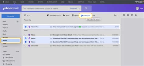 Stop Emails From Going To Spam In Yahoo Mark As Not Spam