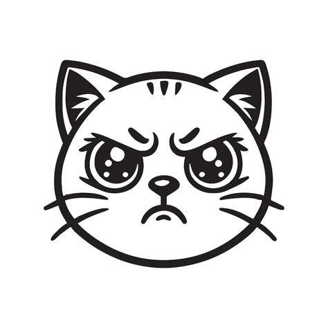 Cute Cat Face Outline Logo Cat Head Clipart Vector Illustration In