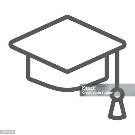 졸업 캡 라인 아이콘 학교 및 교육 대학 모자 기호 벡터 그래픽 흰색 배경 Eps 10에 선형 패턴 학사모에 대한 스톡 벡터 아트 및 기타 이미지 Istock