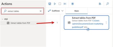 extract tables from a pdf using power automate desktop