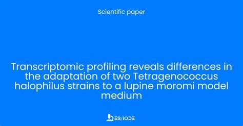 Scientific Research Transcriptomic Profiling Reveals Differences In The… Es Iode