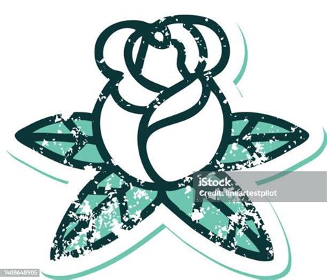Icône De Tatouage Dautocollant Affligé Dune Rose Simple Vecteurs Libres