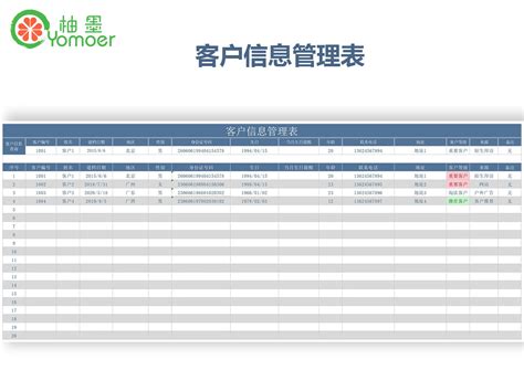 客户信息管理表excel模板柚墨yomoer
