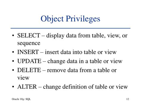 Ppt Chapter 7 User Creation And Management Oracle 10 G Sql